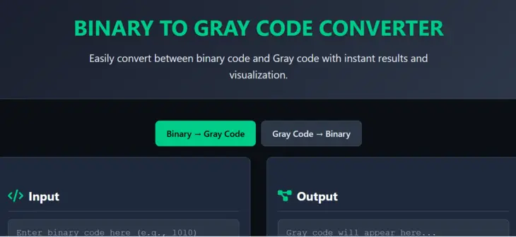 Binary to Gray Code Converter Free Online Tool